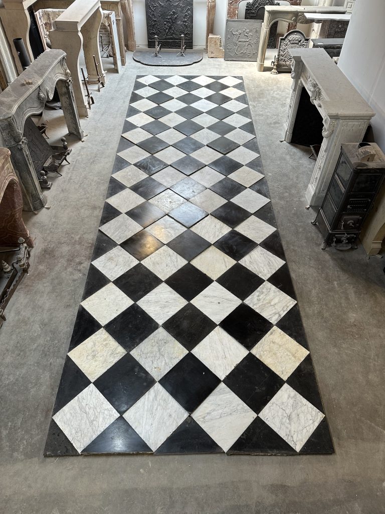 Antique Checkered Floor Tiles - Schermerhorn Antique Fireplaces